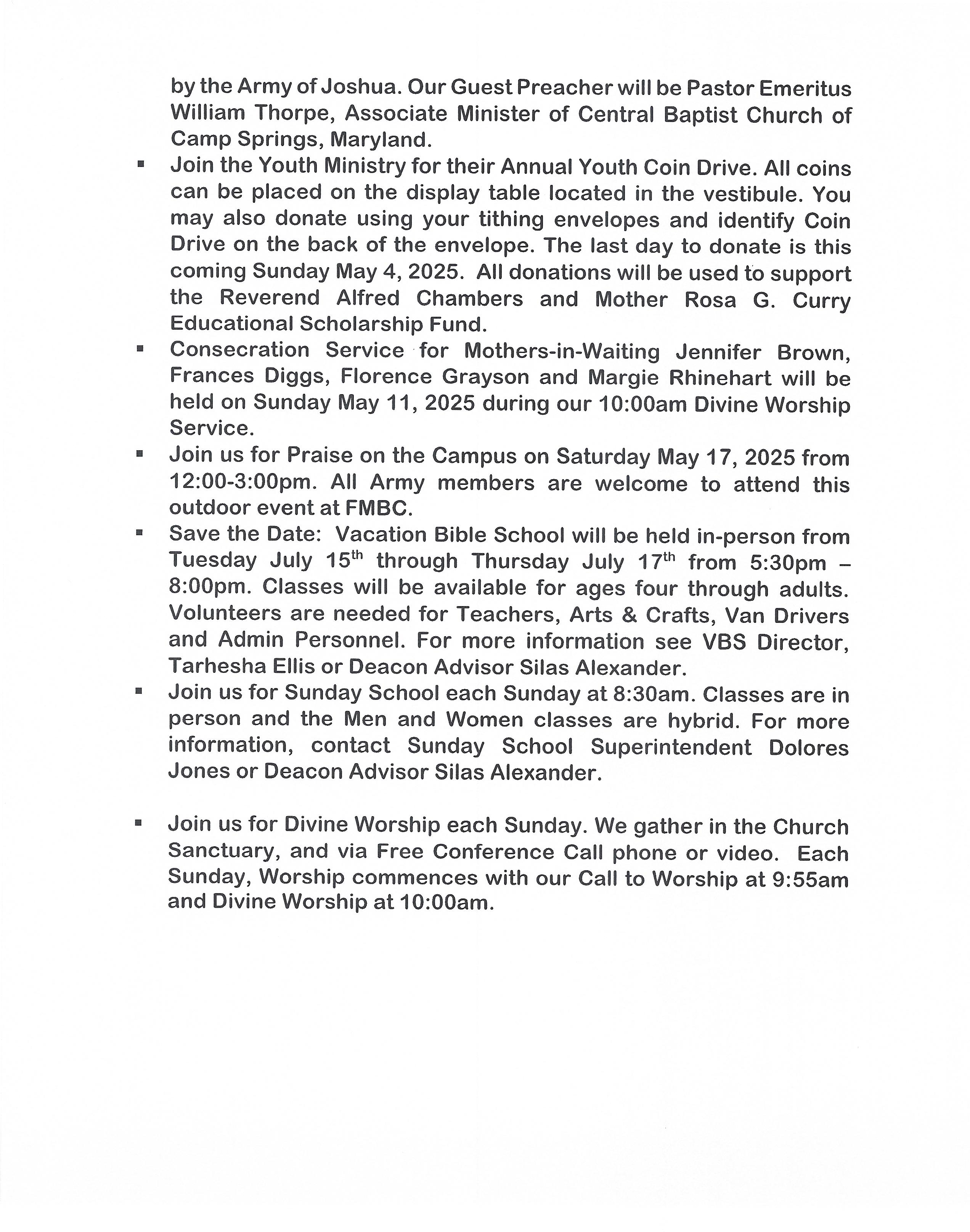 Weekly Announcements